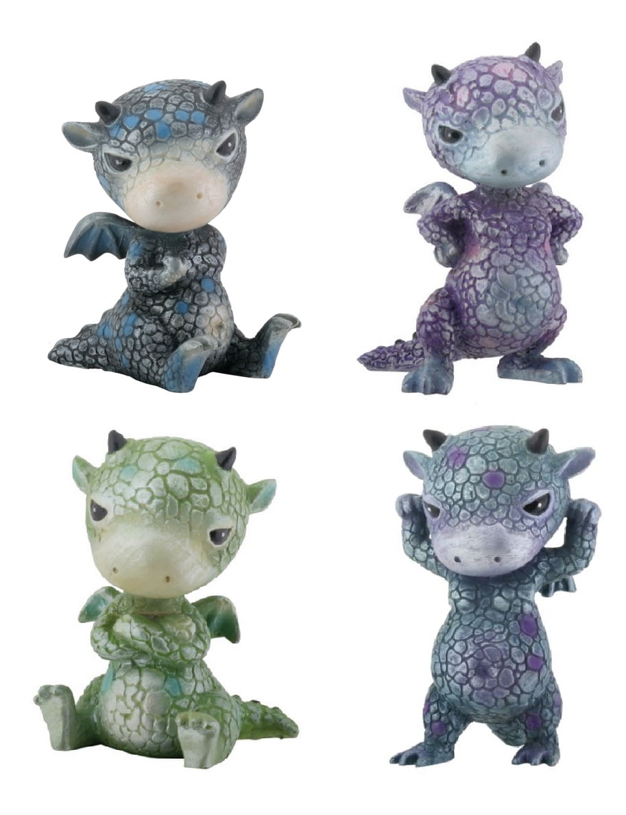 Vicious Surly Sulky and Ornery Baby Dragon Figurines Set of 4 Fantasy ...