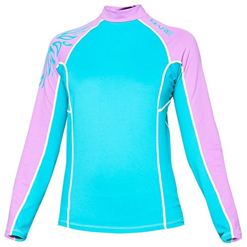 Bare Womens Long Sleeve Lycra Skin Sunguard Rash Guard - Turquoise ...