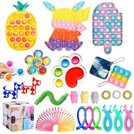 ICHUDAN TIK Tok Fidget Toys Pack, 25/22Pcs Sensory Fidget Toys Push Bubble Pop Toy, Stress ...