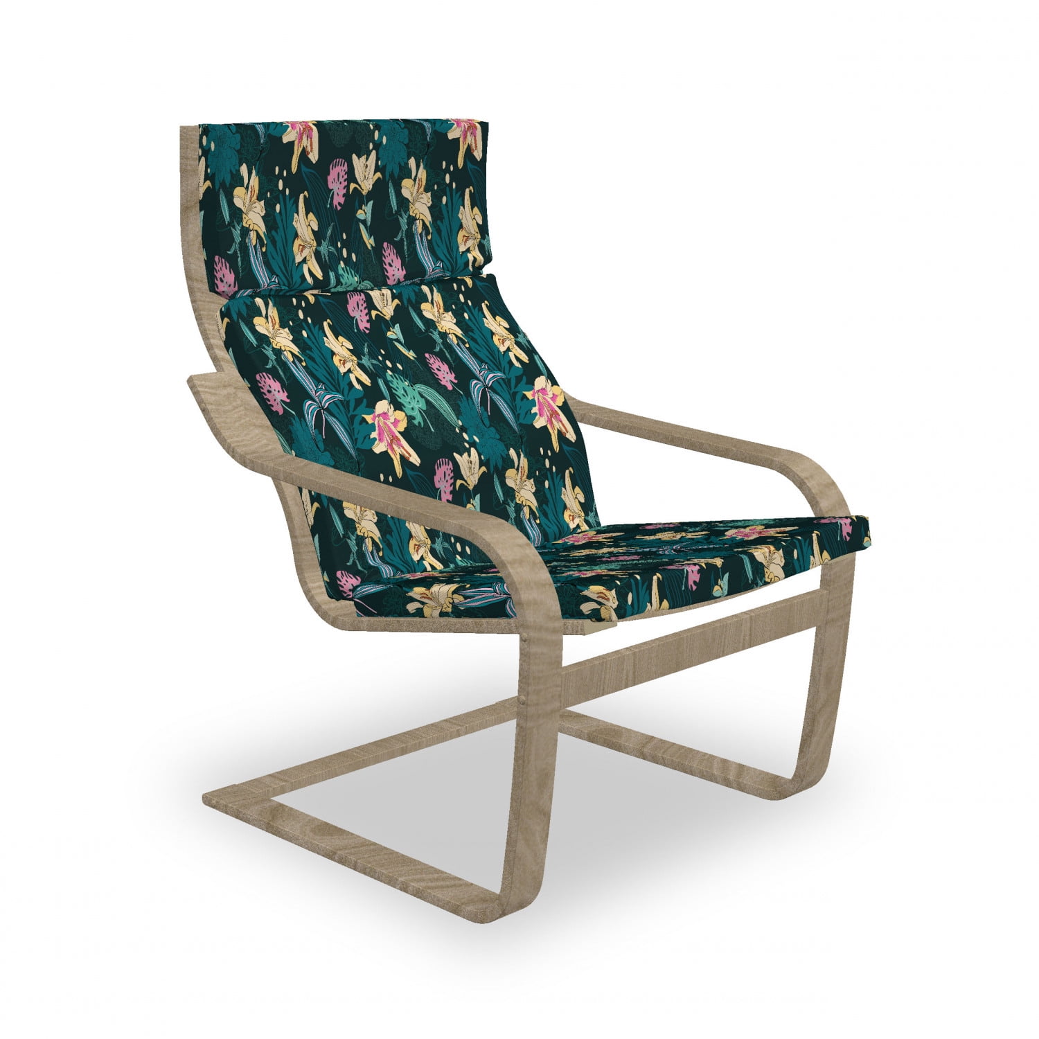 Exotic Armchair Pad and Slipcover, Tropical Jungle Blossoms Monstera ...