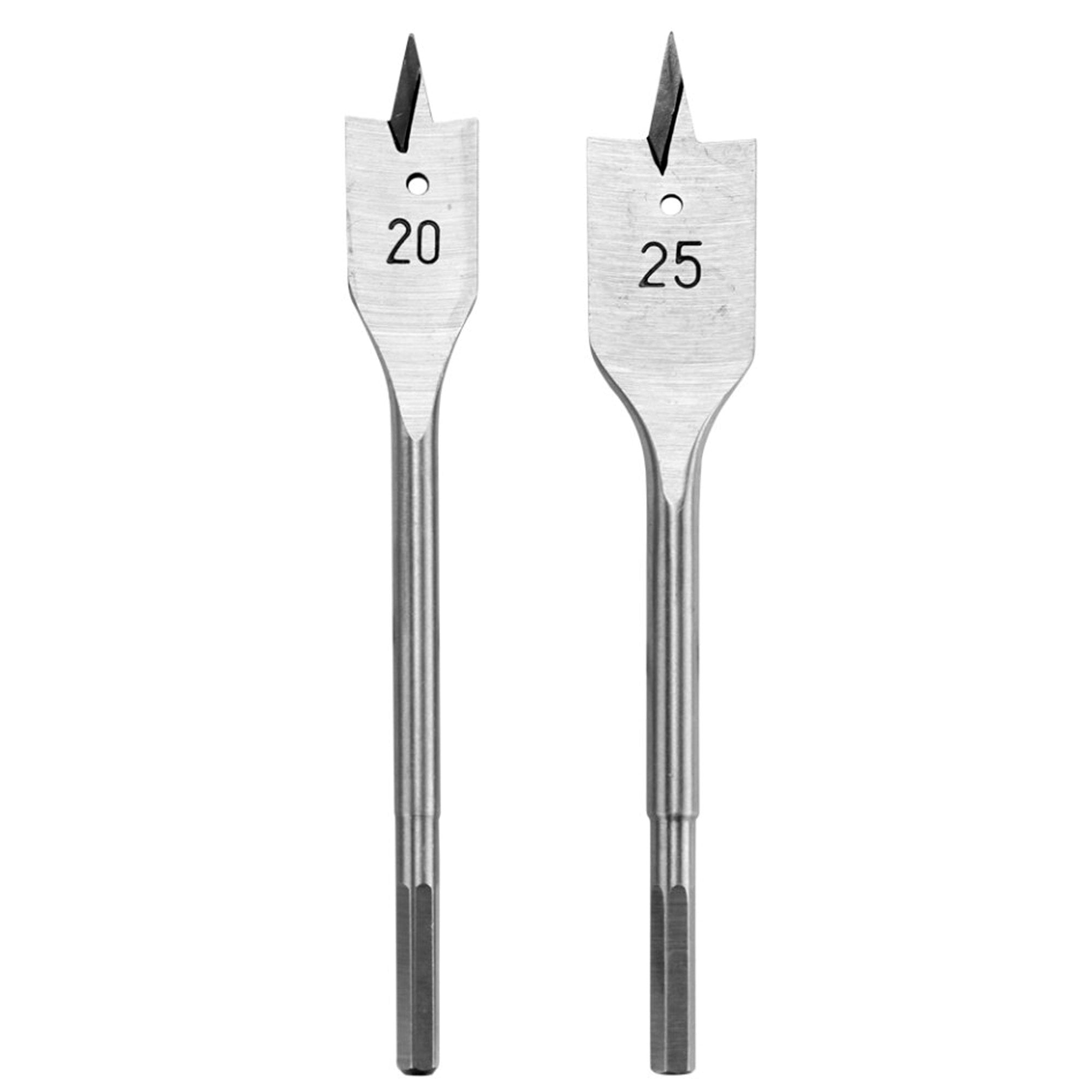 Wideskall 20mm & 25mm Flat Wood Spade Drill Bit Set - Walmart.com