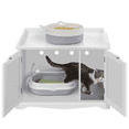 Topeakmart Furniture Enclosure: 2 Doors Wooden Pet Litter Box, Side ...
