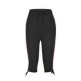Djskiyers Womens Capris For Summer 2024 Casual Yoga Workout Capri Pants With Drawstring Shorts