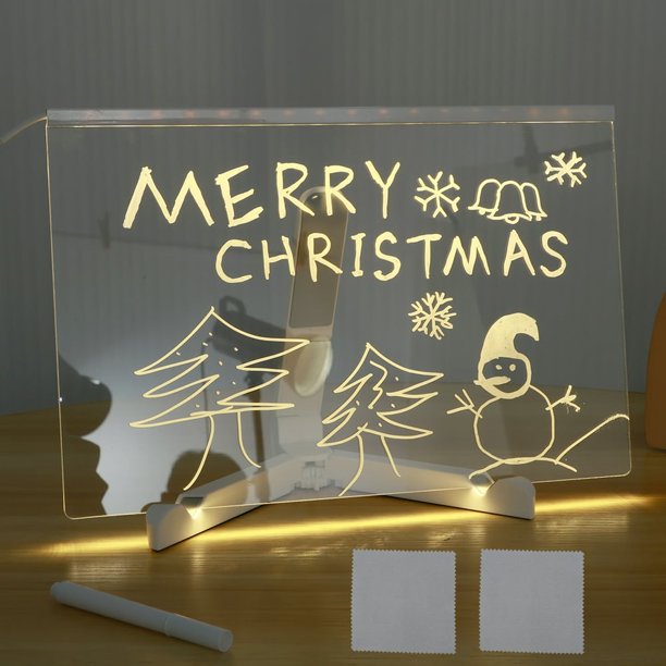 HLONK Glowing Acrylic Message Board Portable Lighted Note Board ...
