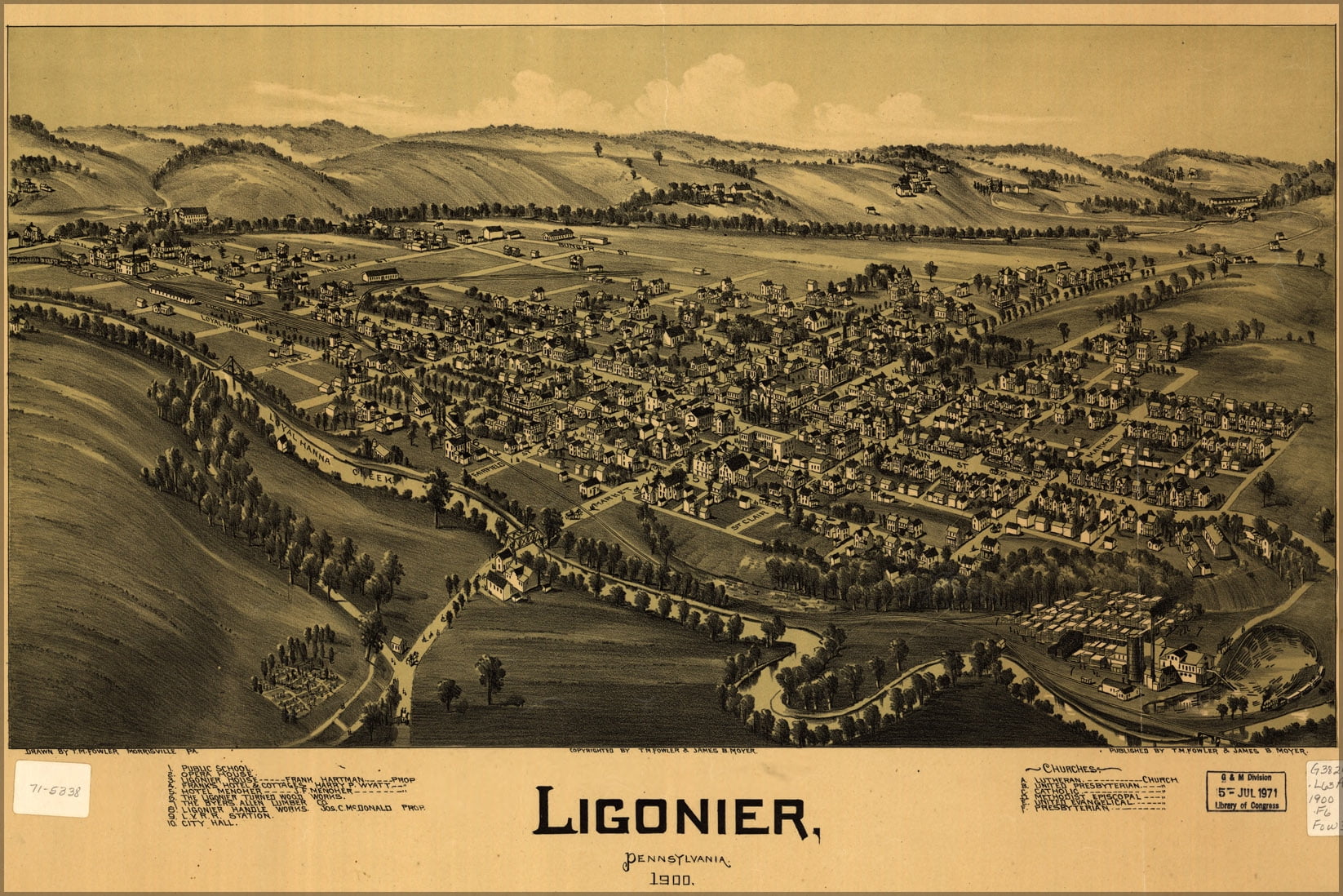 24"x36" Gallery Poster, map of Ligonier, Pennsylvania 1900 - Walmart.com