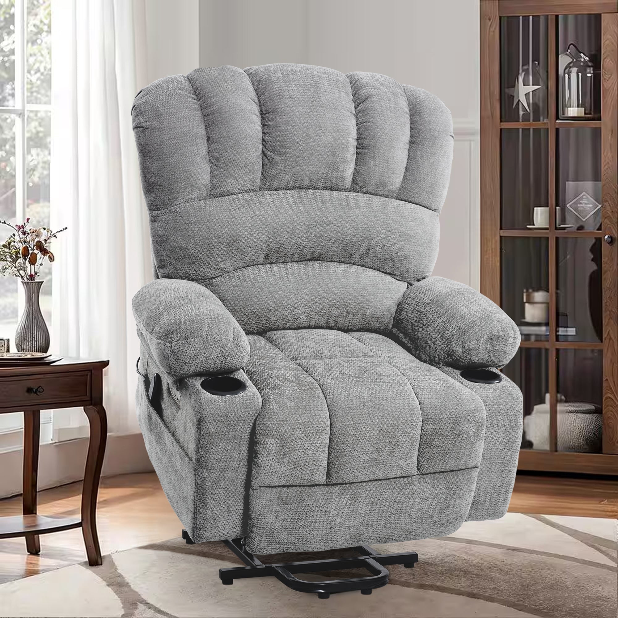 Innumia Power Lift Recliner Chair  Lift Chairs With Massage And Heat For Elderly  Electric Recliners With Usb Charge Port  Light Gray