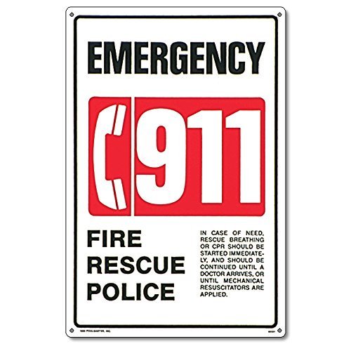 Poolmaster "911 Emergency" Sign for Residential or Commercial Swimming ...