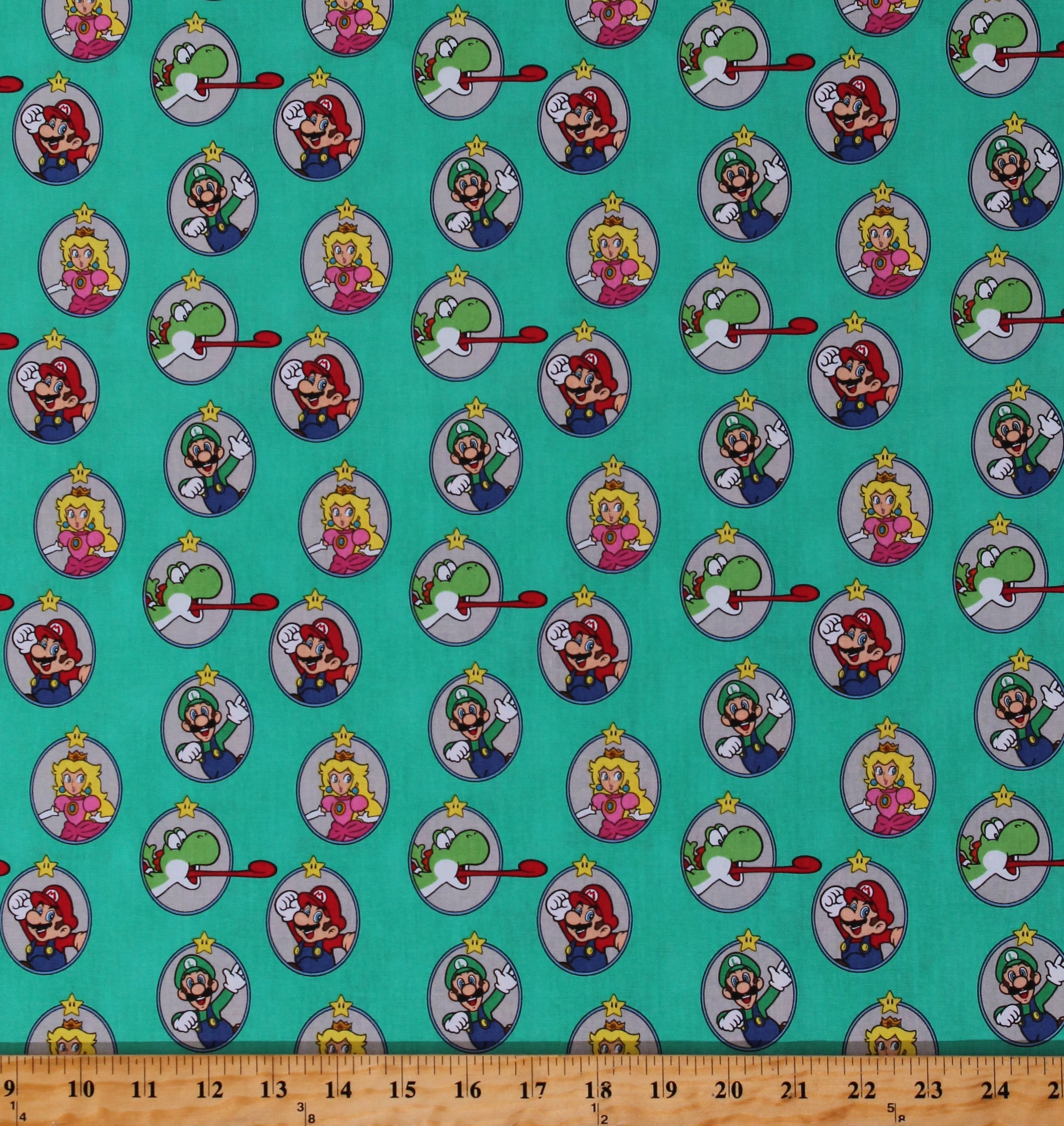 Cotton Mario Luigi Princess Peach Yoshi Super Mario Badge Green Cotton ...
