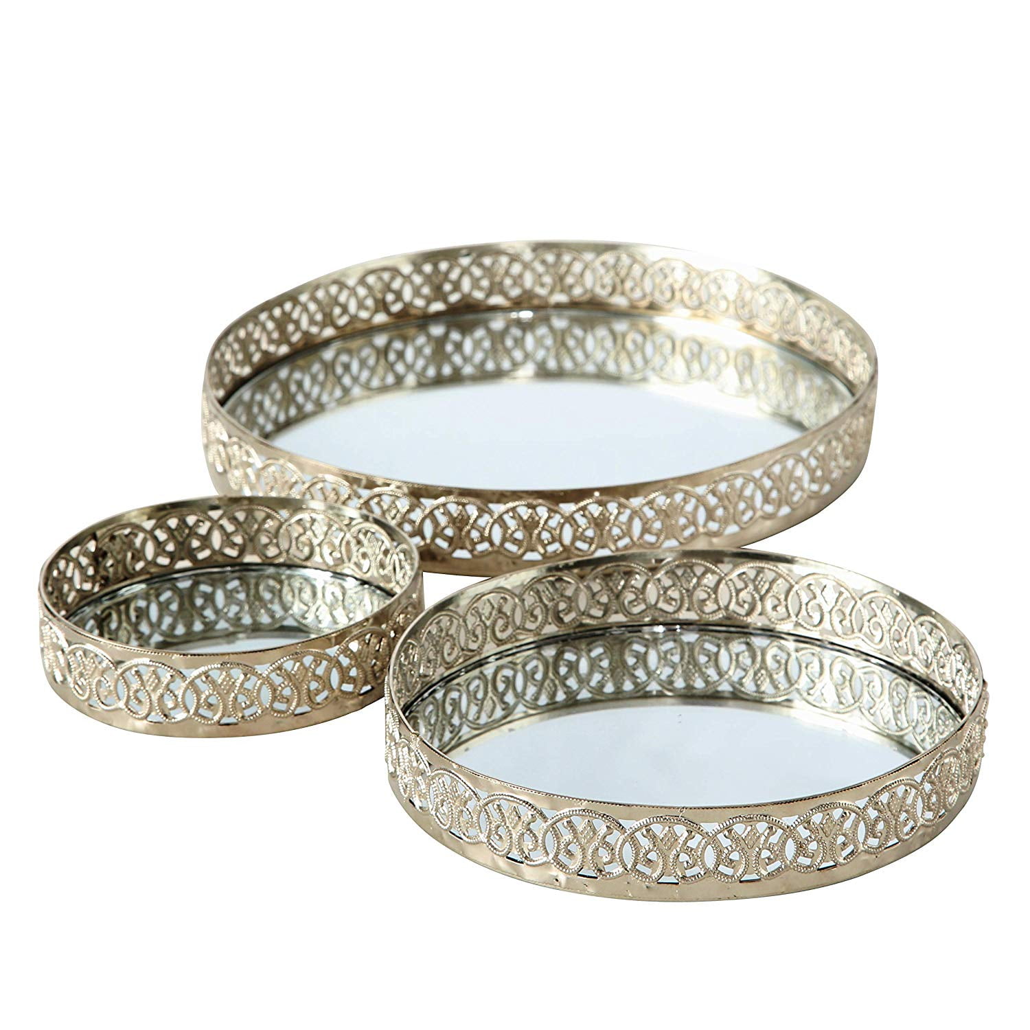 Farmers Market Table Top Candle Trays, Set of 3, Iron Lattice Edges ...