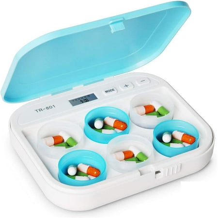Pill Box with Timer Reminder - Medicine Organizer with Alarm - Up to 6 ...