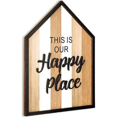 This is Our Happy Place Decor Wooden Family Sign with Buffalo Plaid ...