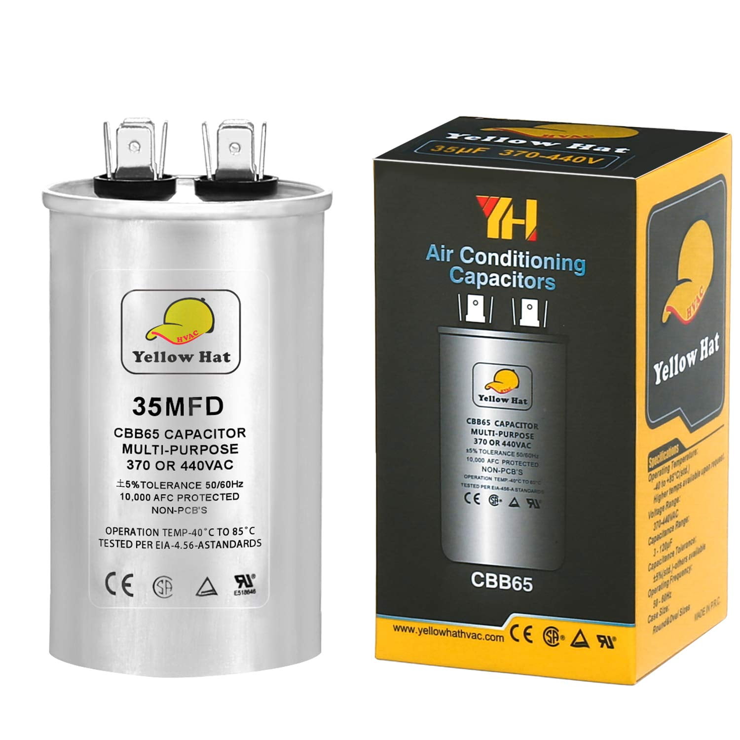 Capacitor for Air Conditioner 35 UF MFD 370 or 440 Volt VAC, Multi ...