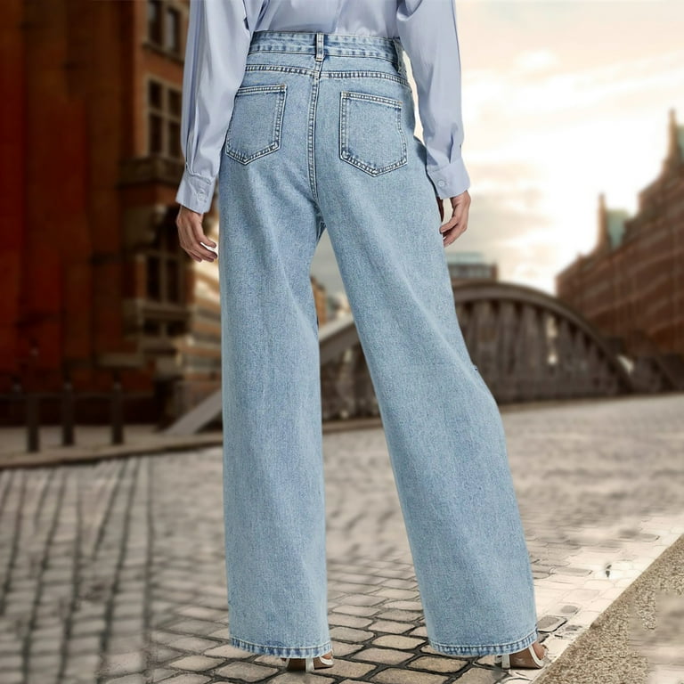 Ripped Jeans Straight Leg Women High Waist Trendy Denim Ripped Jeans Straight Leg Women High Waist Trendy Denim