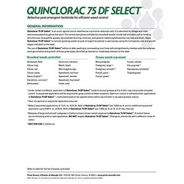Prime Source Quinclorac 75 DF Select Herbicide - 1 lb Bottle, Broadleaf and Grassy Weed Control ...