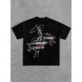 Black Cowboy Riding Bull Graphic Tee With American Flag Stripes Vintage ...