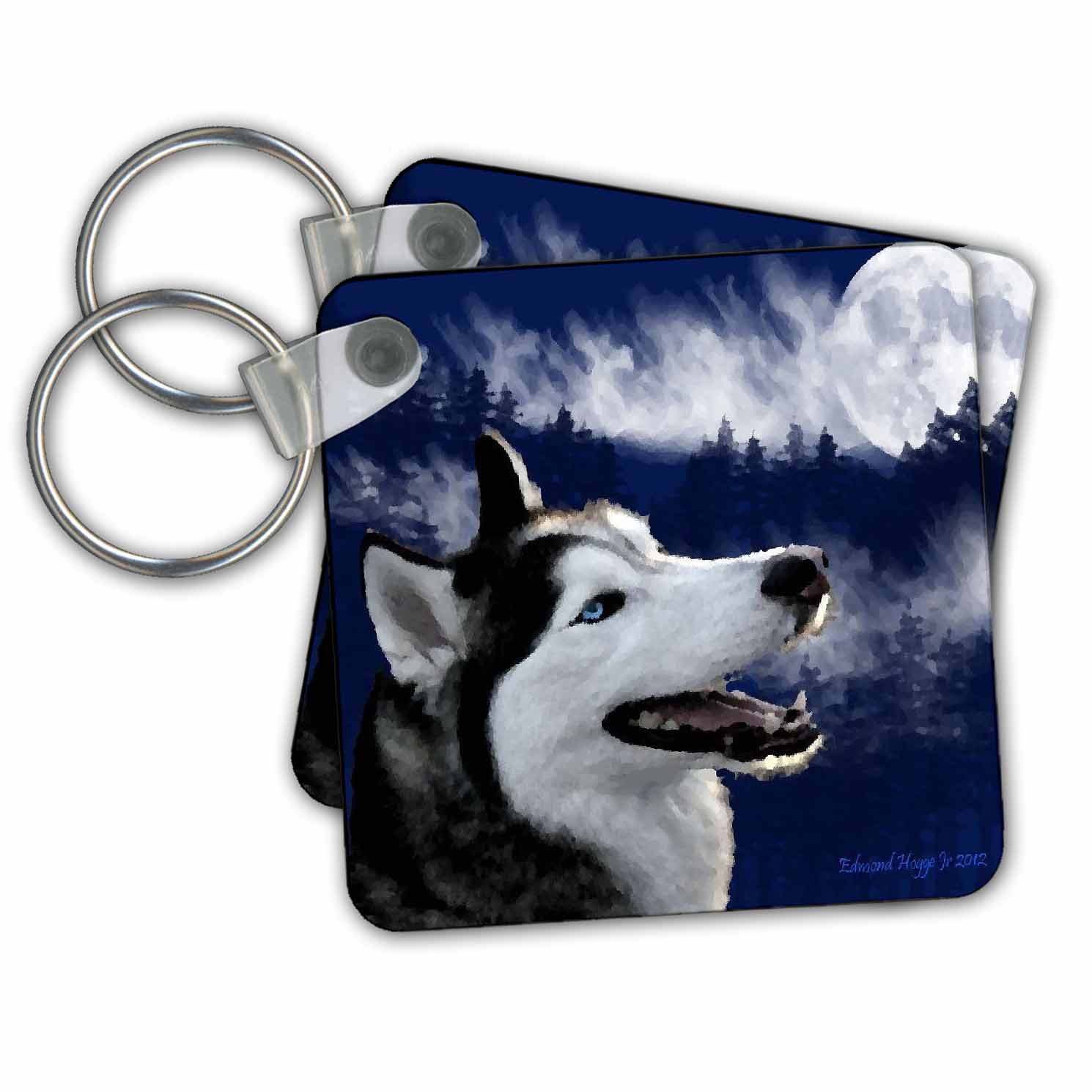 3dRose Blue Eyed Alaskan Husky - Key Chains, 2.25 by 2.25-inch, set of ...