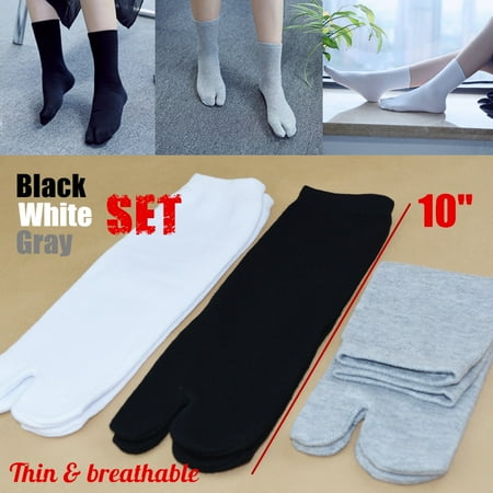 3Pairs Unisex Breathable Split Toe Socks Japanese Kimono Flip Flop ...