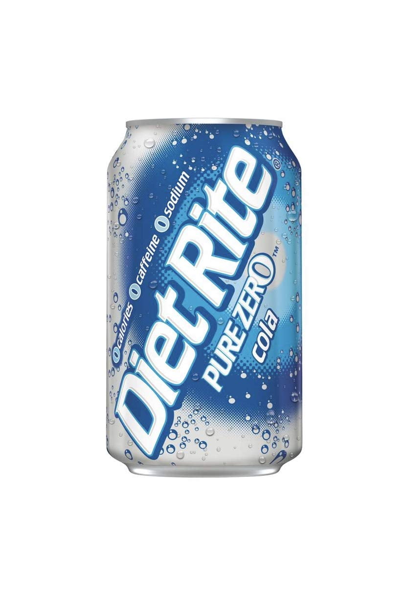Diet Rite Pure Zero Diet Cola Soda, 12 oz, 24pk, All Natural Family ...