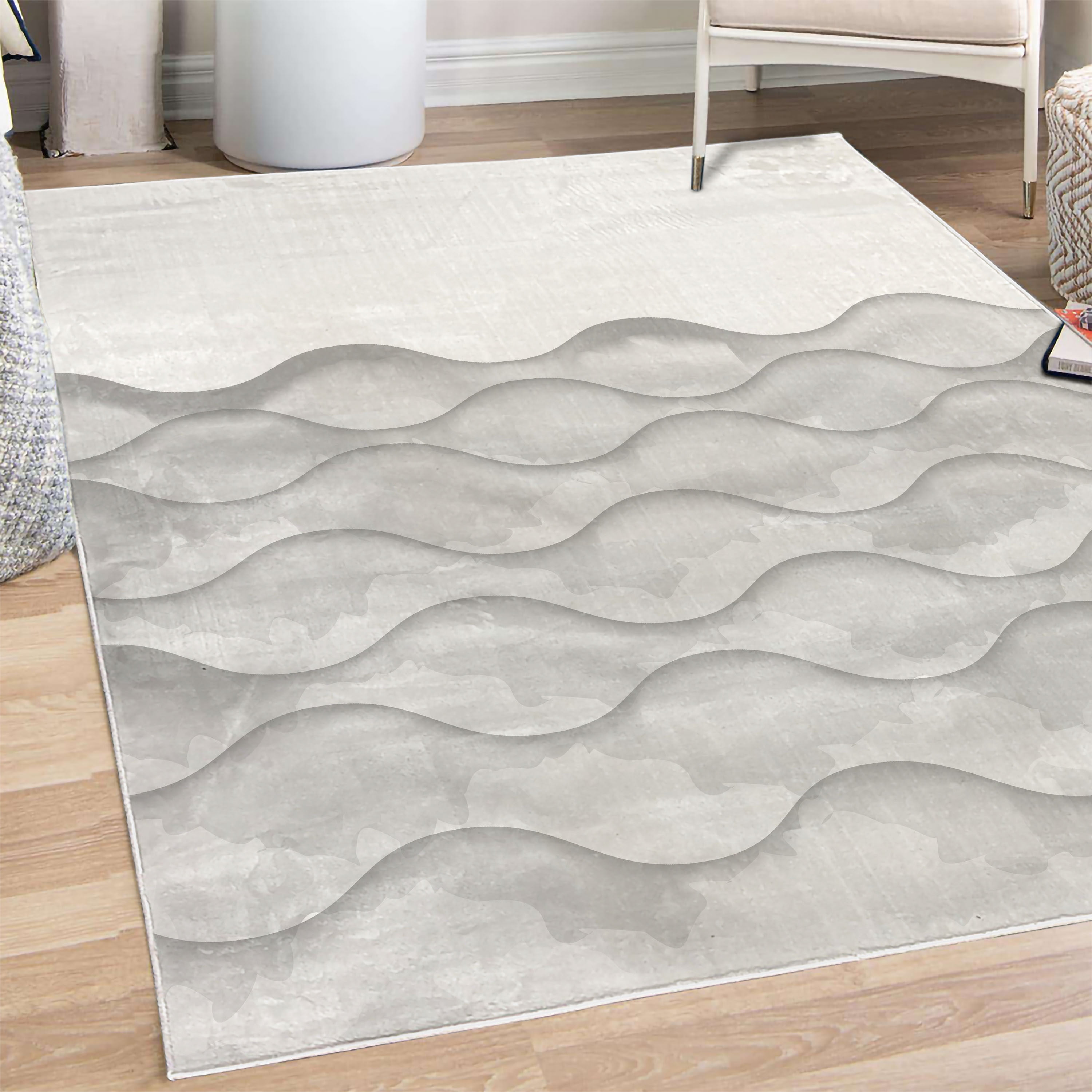 Ocean Decorative Rug, Sea Waves Illustration Features Liquid Ocean ...
