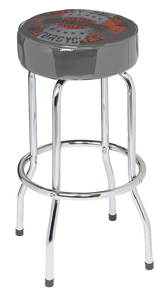 Harley-Davidson Distressed Motorcycle Steel Frame Bar Stool, Gray HDL ...