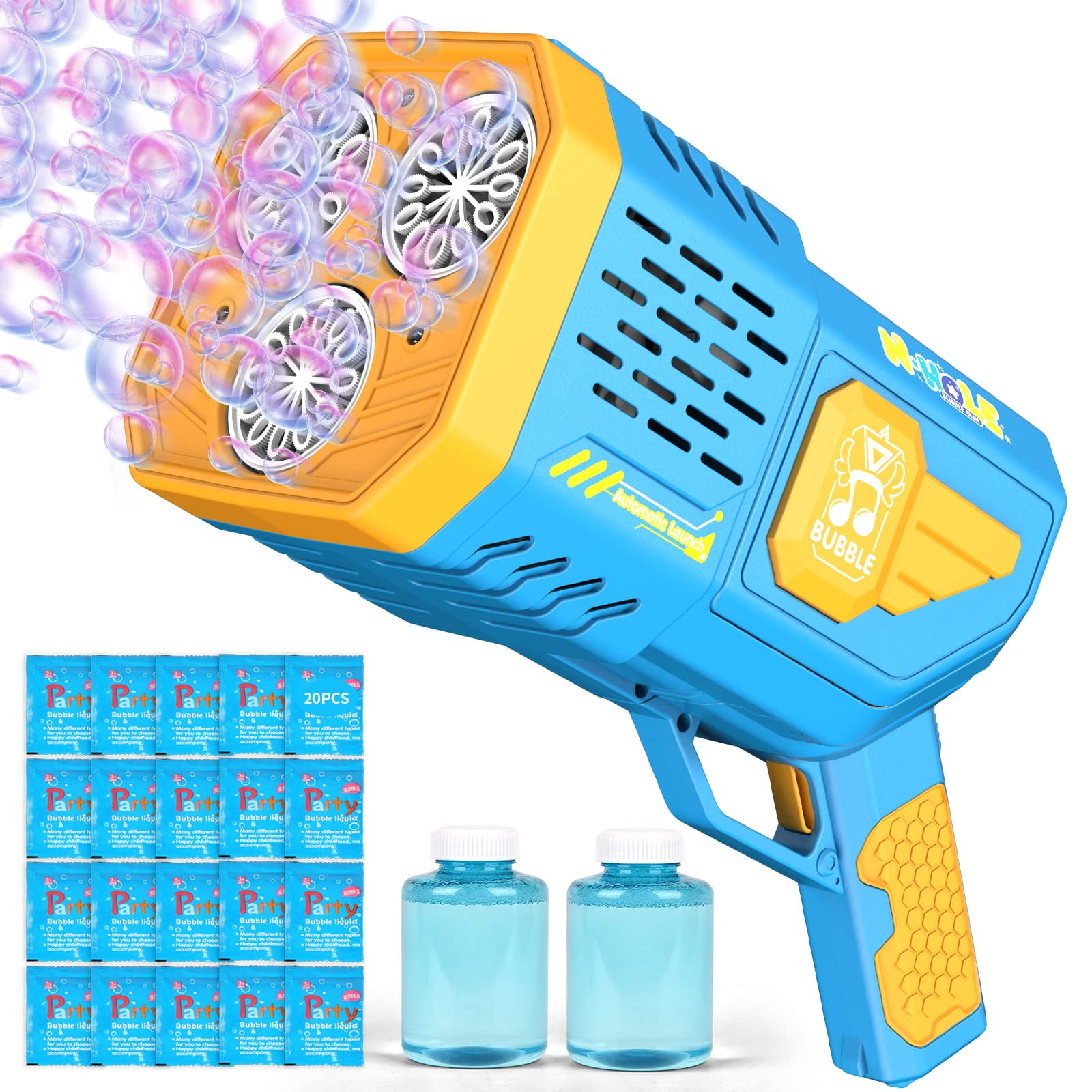 Automatic Bubble Machine Gun, Bubble Gun with Lights & 20 Concentrated ...