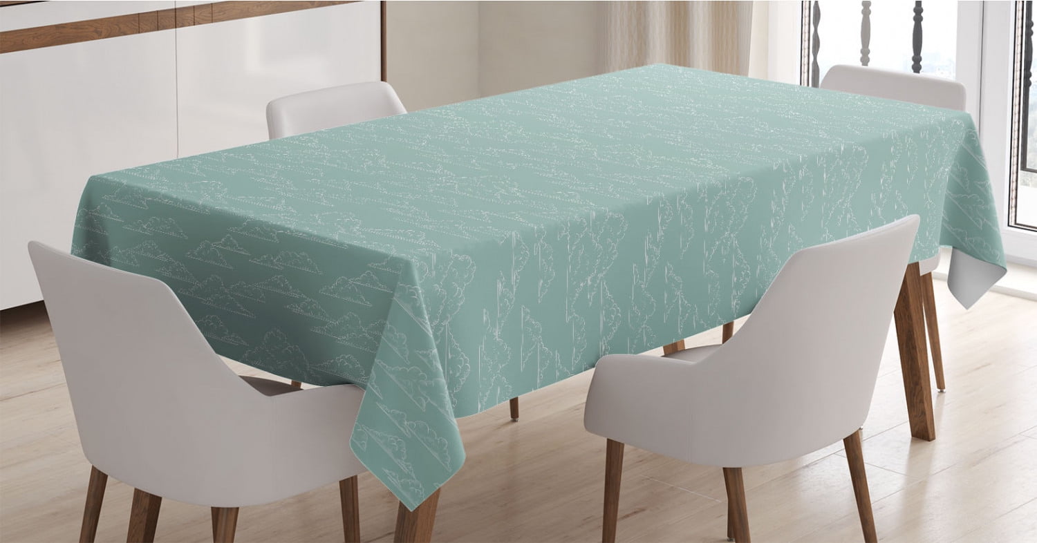 Cloud Tablecloth, Hand Drawn Clouds with Monochrome Sky Composition ...