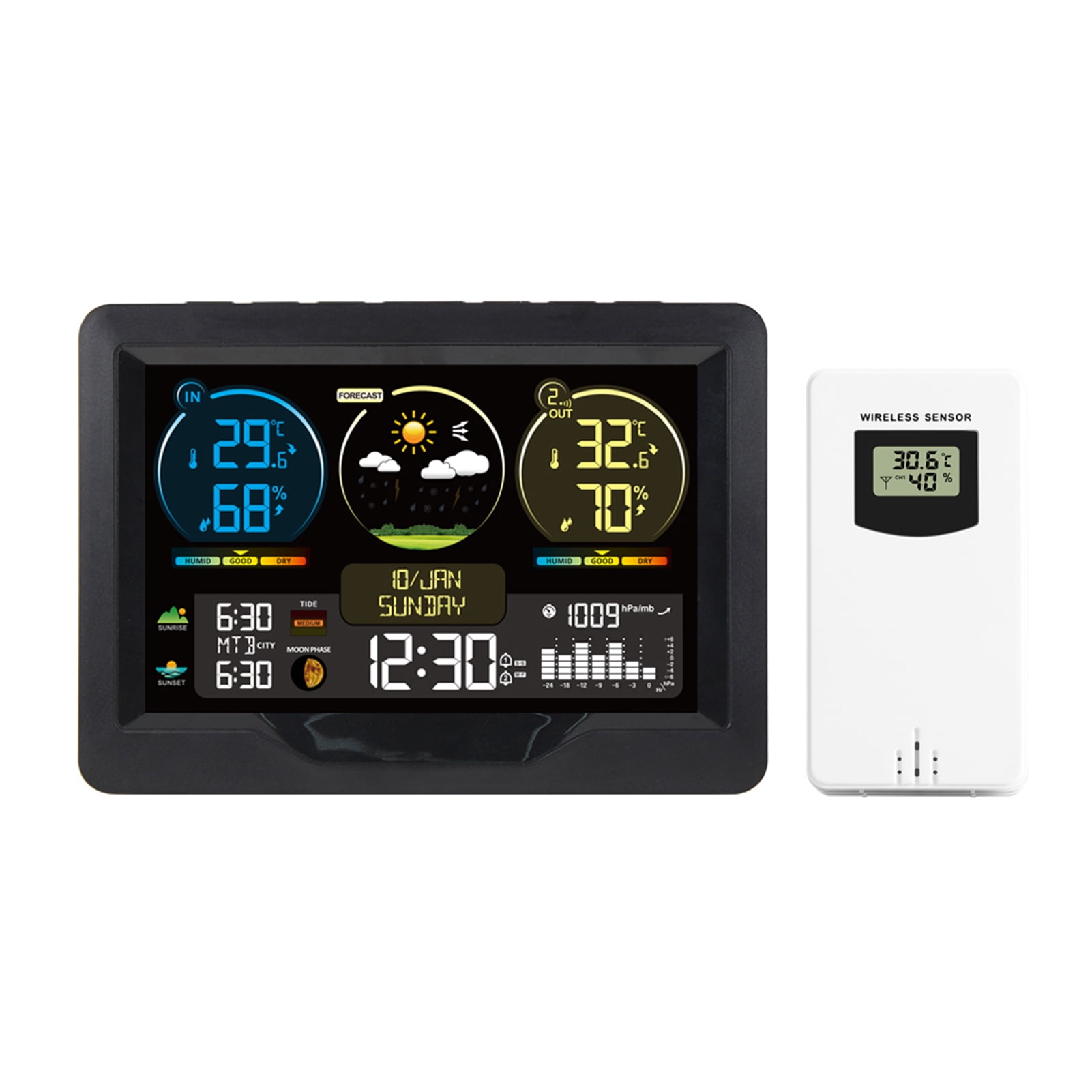 FJ3383M Smart Weather Station with Clock Indoor and Outdoor Temperature ...