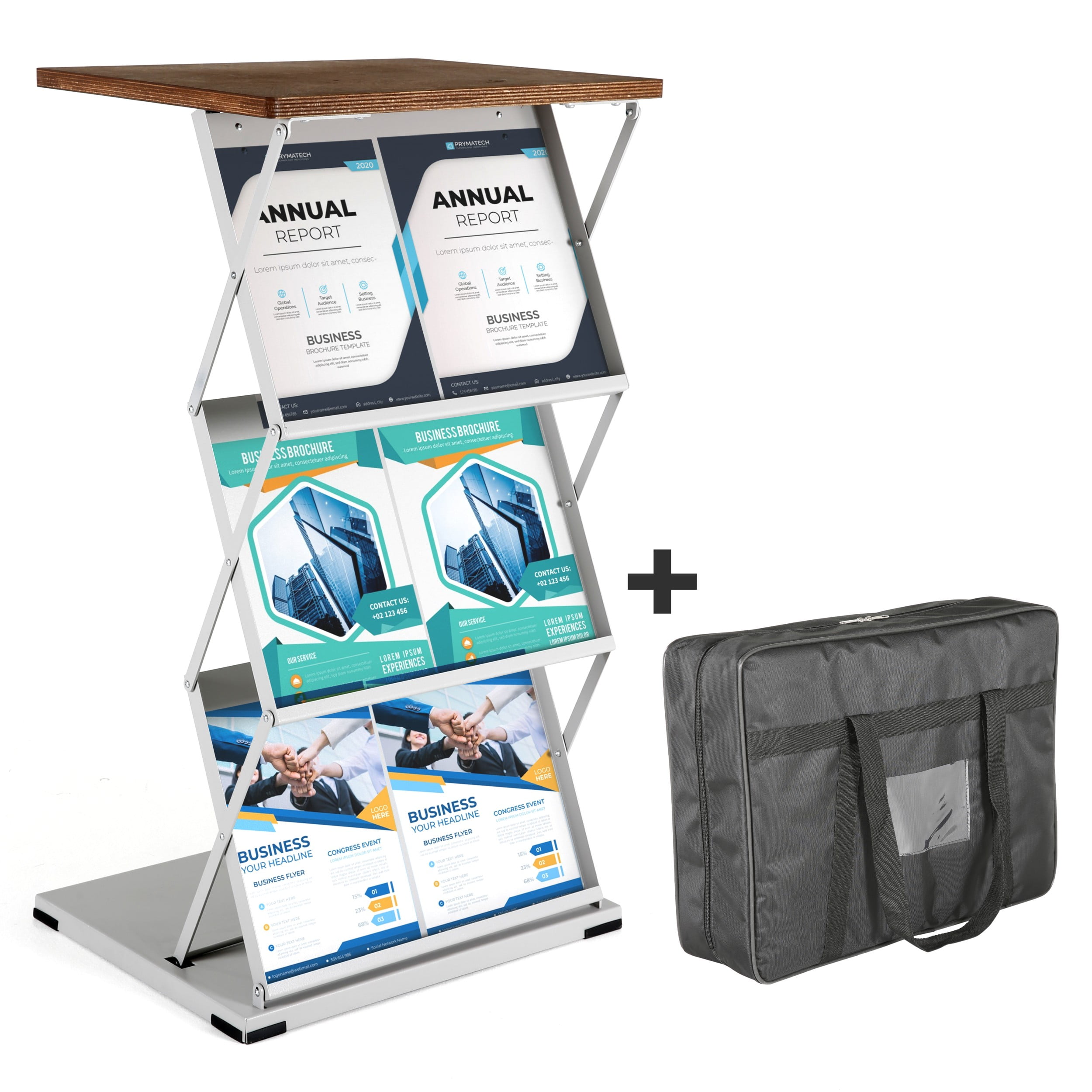 M&T Displays Foldable Counter with Steel Literature Holder and Carrying ...