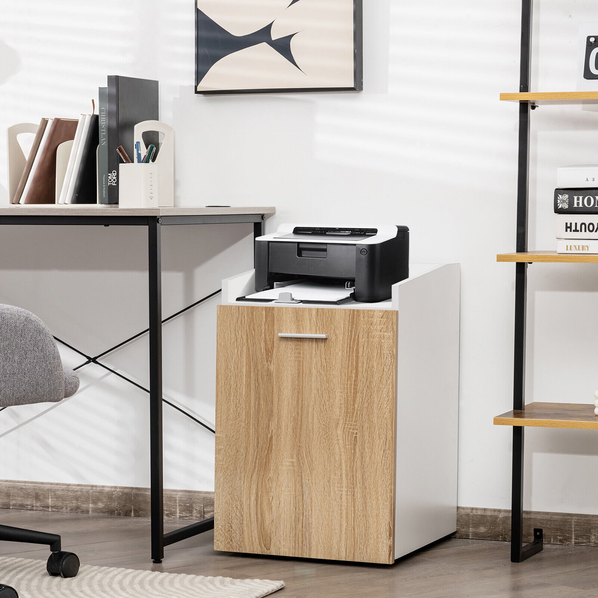 Gymax Mobile Filing Cabinet with 2 Drawers Wheel for Letter Size File ...