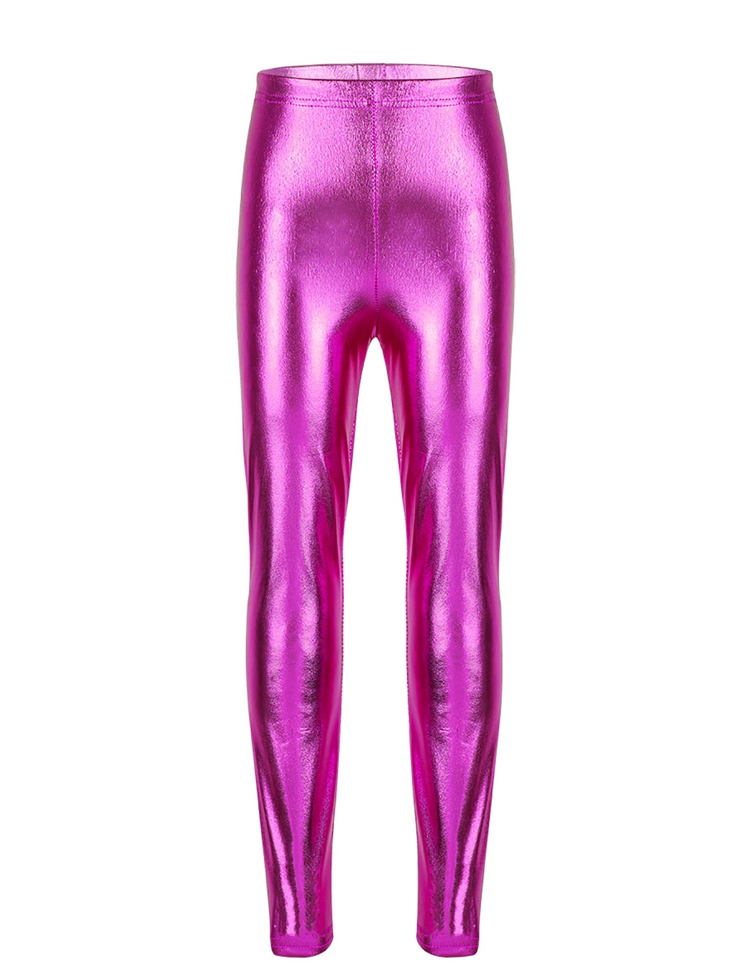 iEFiEL Girls Shiny Metallic Dance Gymnastics Pants Skinny Leggings ...