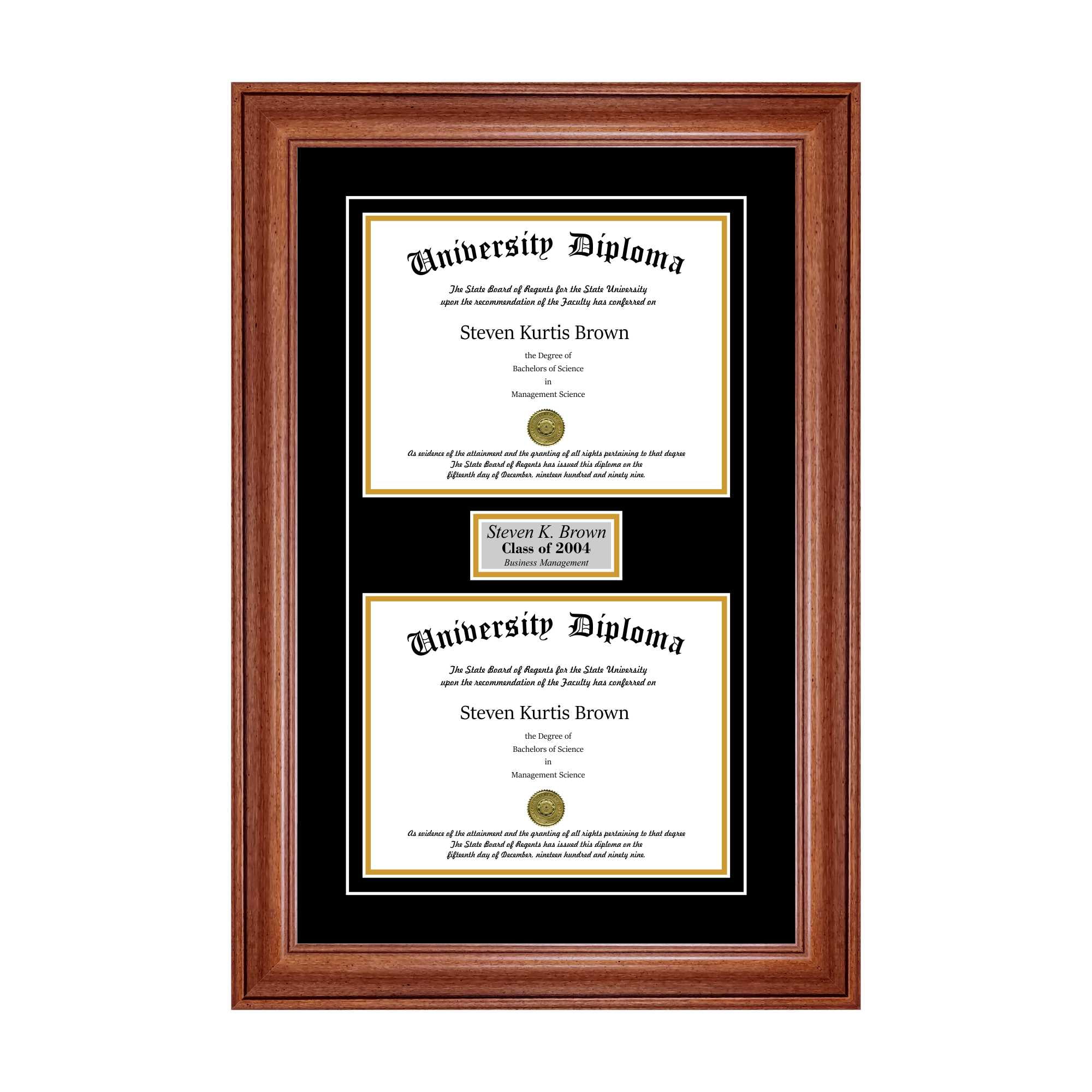 Personalized Double Diploma Frame with Double Matting for 14" x 11 ...