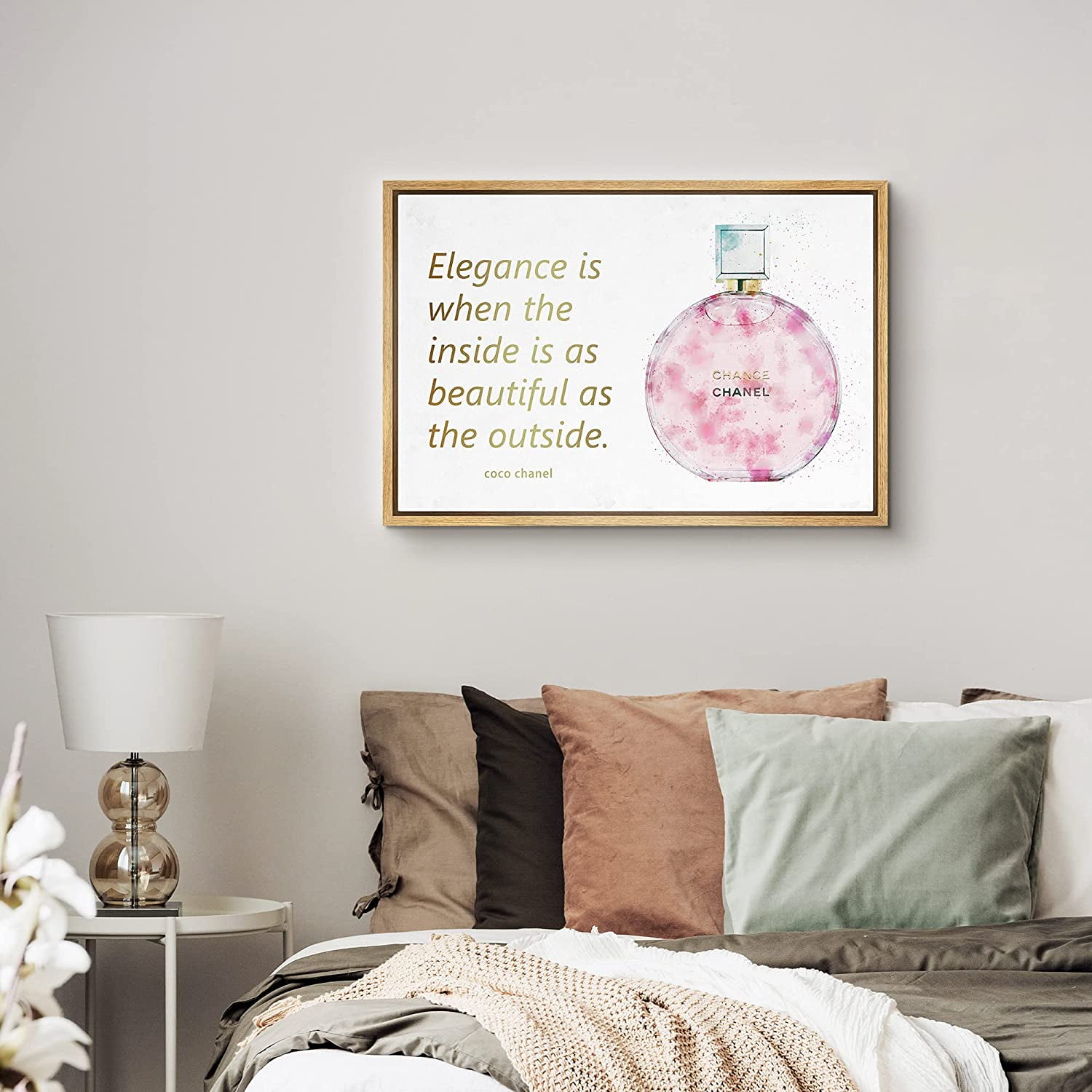 PixonSign Framed Canvas Print Wall Art Watercolor French Perfume and ...