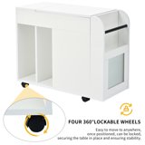 Multifunctional Extendable End Table with 360° Lockable Wheels, Wood ...
