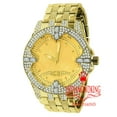 Mens Yellow Gold Finish Simulated Diamonds Solid Stainless Steel Back ...