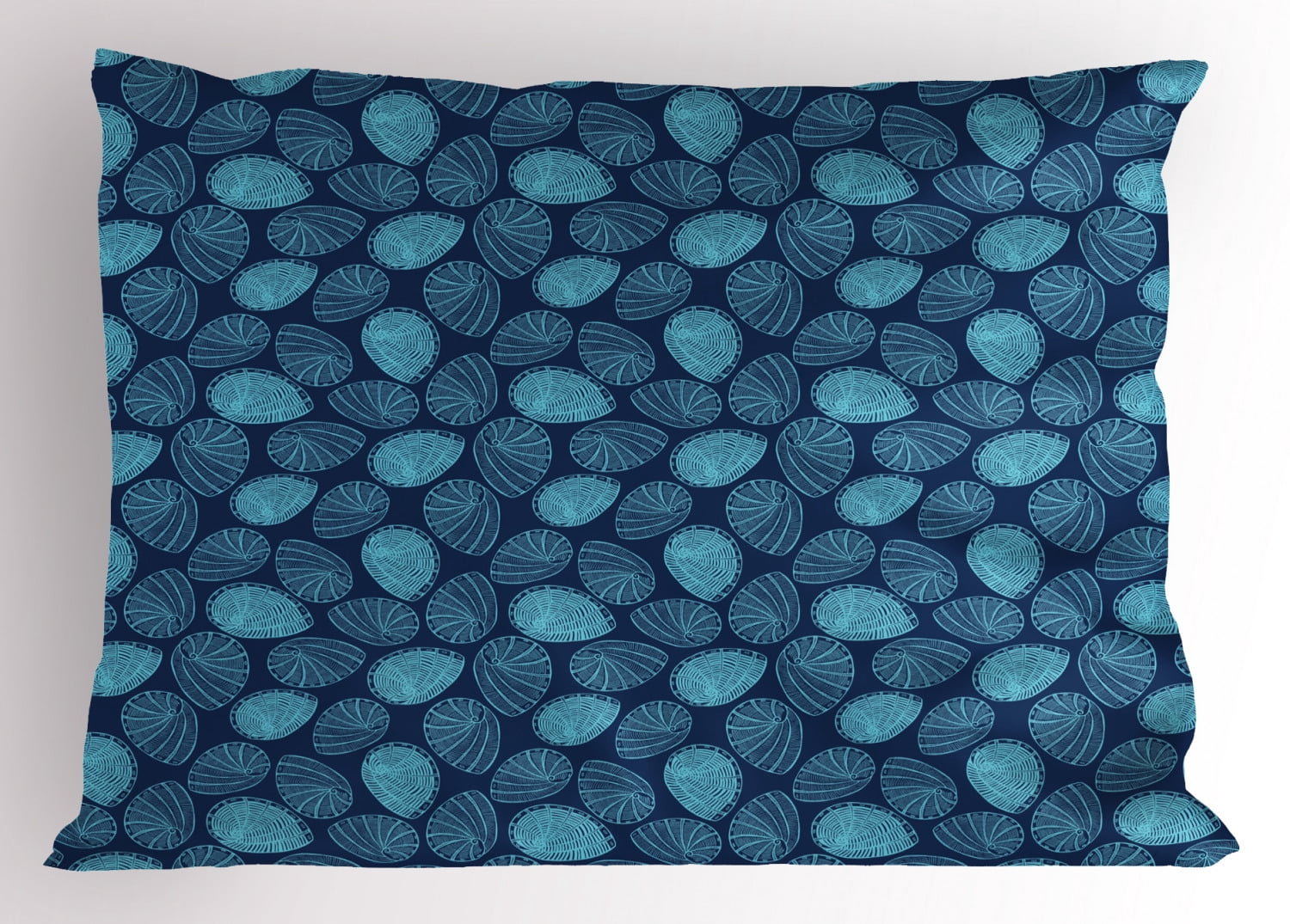 Seashells Pillow Sham, Maritime Aquatic Nature Concept Contour Form ...