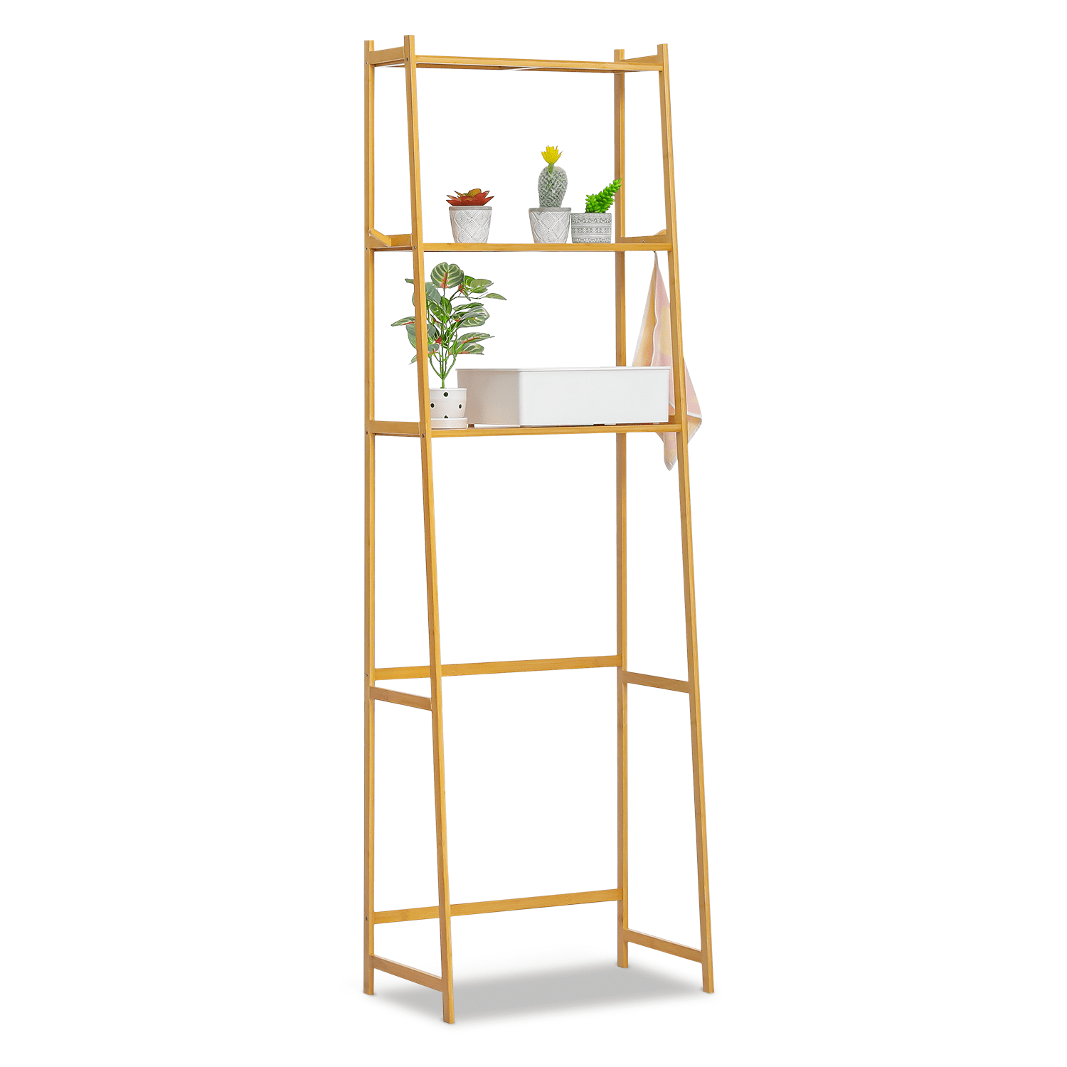 MoNiBloom Bamboo 3 Tiers Over the Toilet Shelf, Shampoo Tissue ...