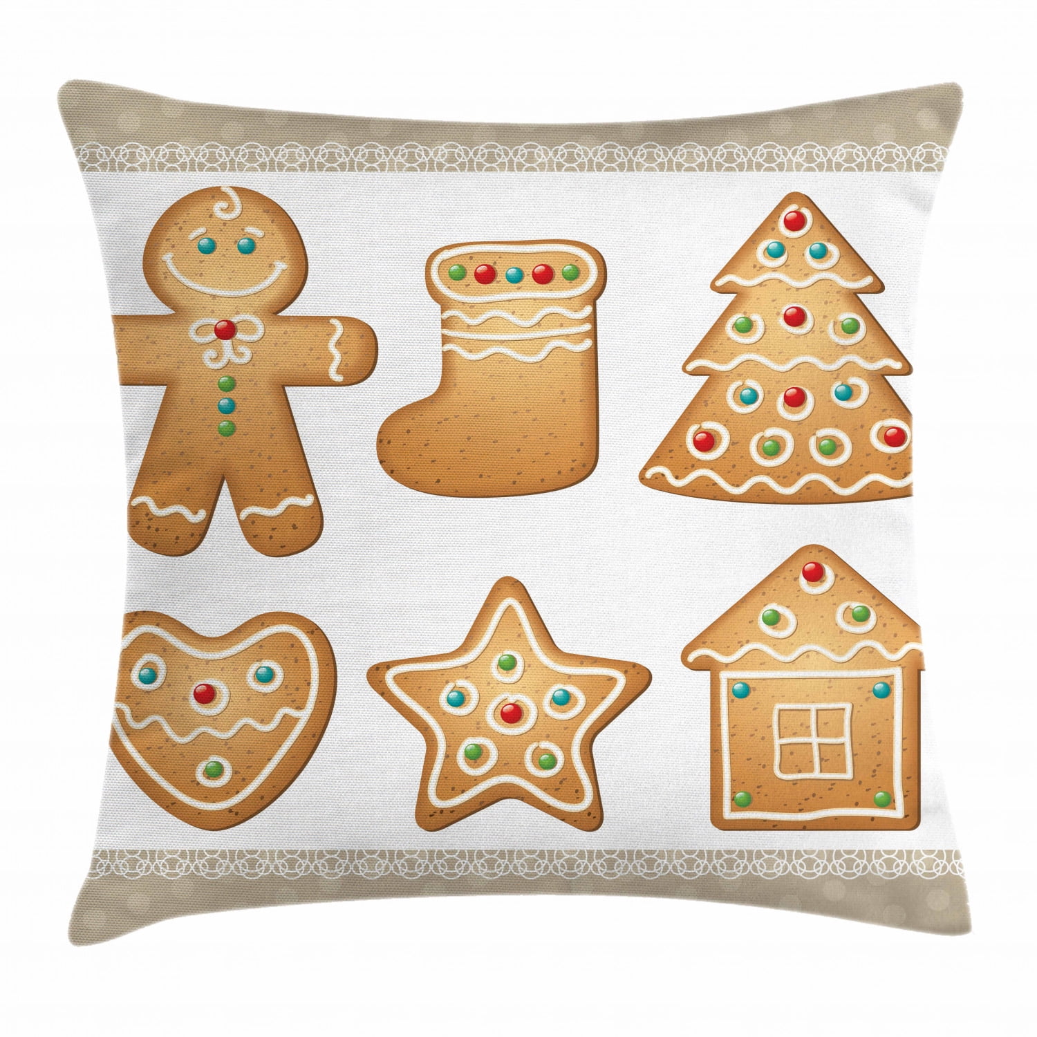Gingerbread Man Throw Pillow Cushion Cover, Cute Pastry Design Graphic ...