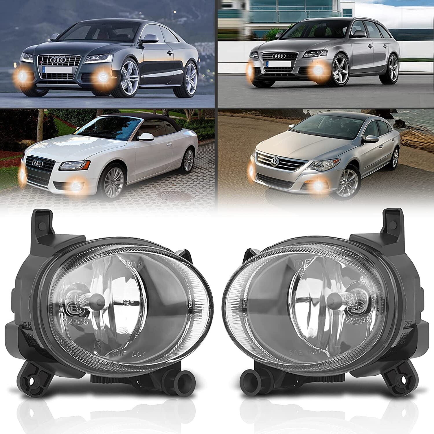 Winjet Fog Lights For 07-11 Audi A5 / 09-12 Audi A4 Volkswagen CC Clear ...