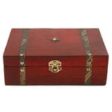 Rzvnmko Vintage Wooden Storage Box, 23x16x7.5cm, Rusty Bronze Fasteners ...