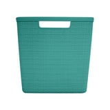 Curver Jute 11" Cube Basket, Resin Plastic Storage Bin, Aqua Slate, 4 ...