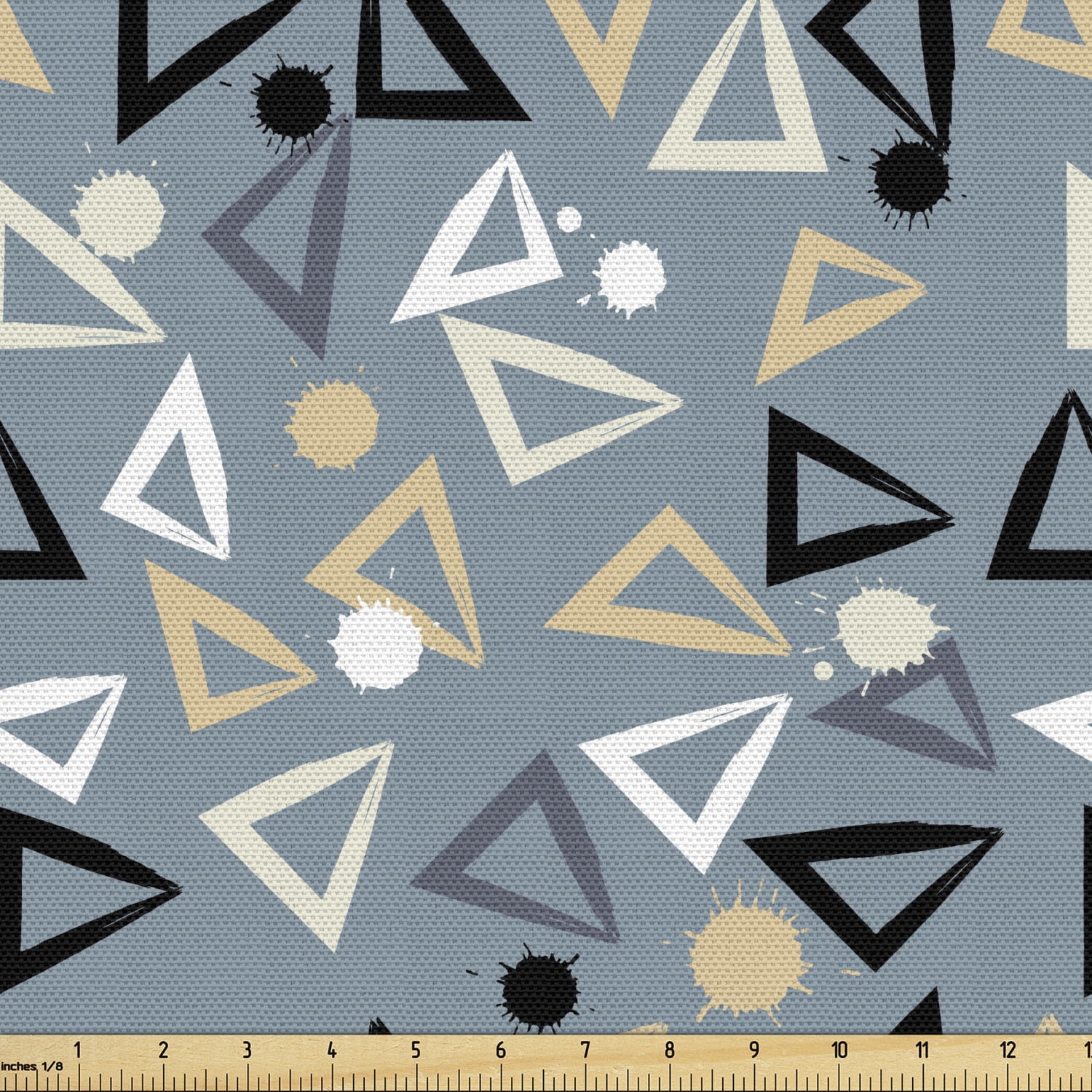 Grunge Upholstery Fabric by the Yard, Hand Painted Style Triangles and ...
