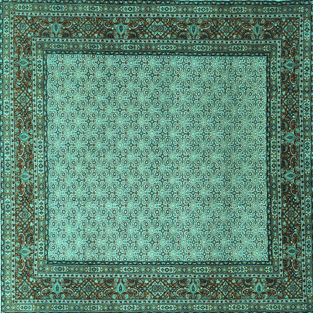 Ahgly Company Machine Washable Indoor Square Persian Turquoise Blue ...