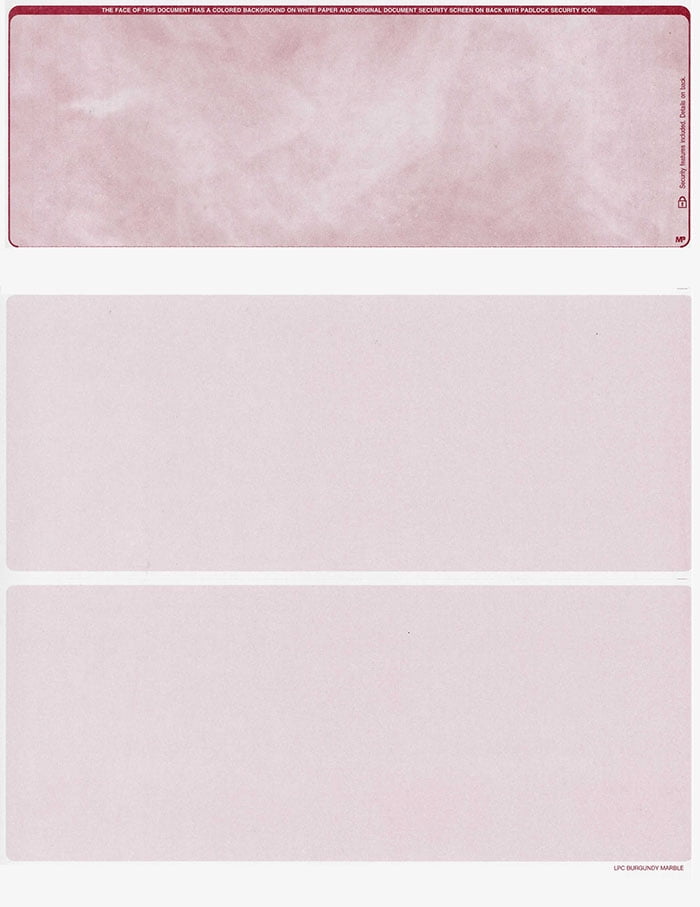 Blank Checks Stock - Color Marble Burgundy - Checks on Top - QTY 500 ...