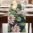 Abstract Art Lotus Burlap Cotton Table Runner 18x72 Inches Long, Green ...