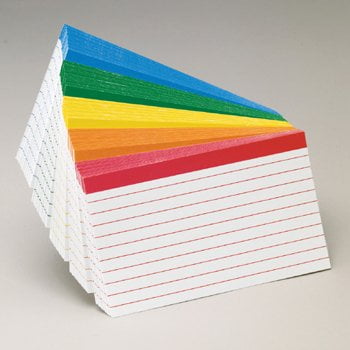 Color Coded Bar Ruled Index Cards 3 x 5 Assorted Colors 100/Pack ...