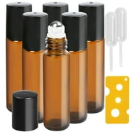 Pinkiou 6Pcs 5ml Glass Roll on Bottles for Essential Oils, Refillable, Travel Size, with Steel ...