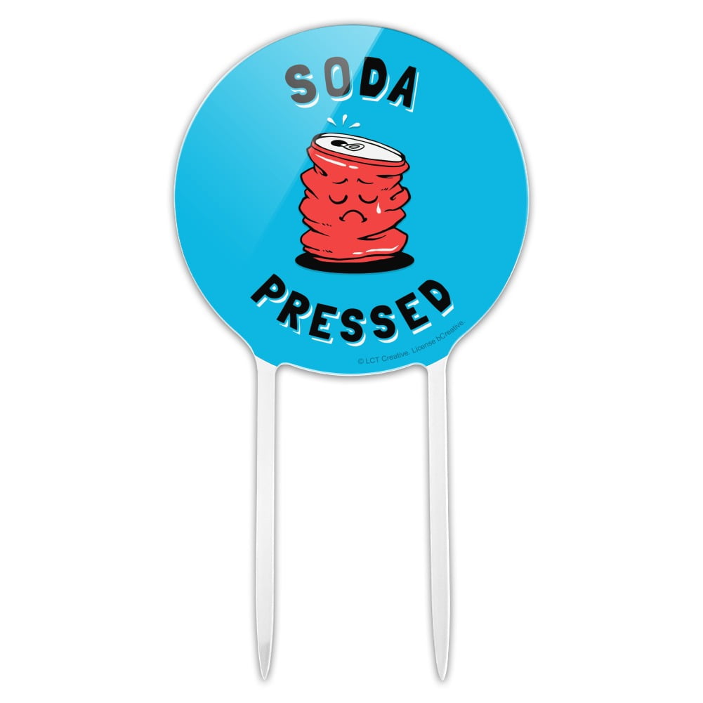 Acrylic Soda Pressed Pun So Depressed Funny Humor Cake Topper Party ...