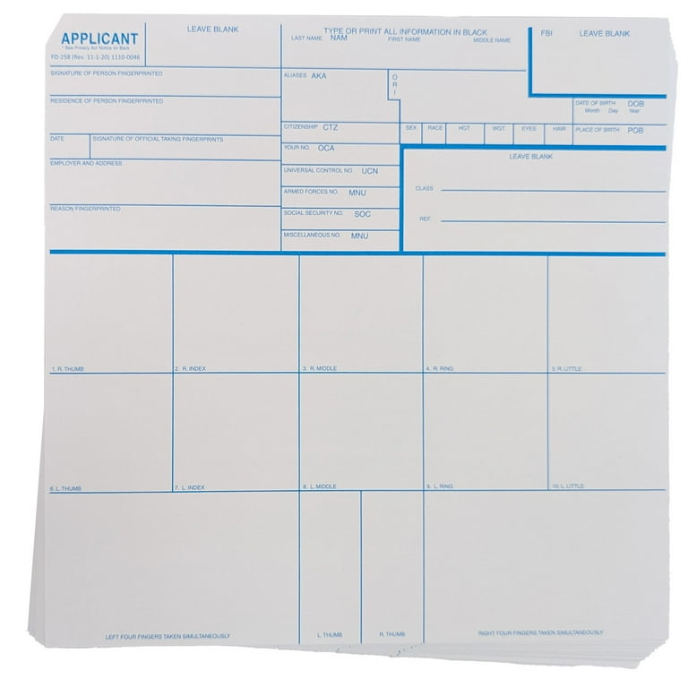ATF Compliant FD-258 Fingerprint Cards Walk-Through Guide, 47% OFF