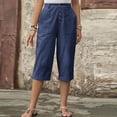 Guluxicc Button Up Capri Pants for Women High Waist Baggy Pants with ...