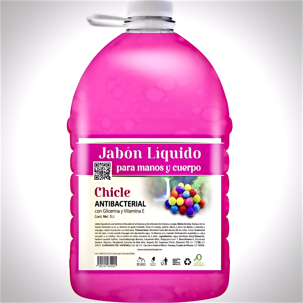 Jabón Líquido Antibacterial para Manos y Cuerpo VivoNatural 5 litros ...